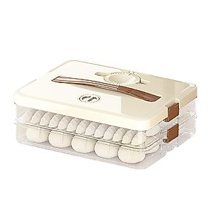 Dumpling Storage Box with Lids, Large Capacity Stackable Food Containers, Multi Layer Transparent Plastic Airtight Food Container Kitchen Supplies for Kitchen Fridge (2 Layers)