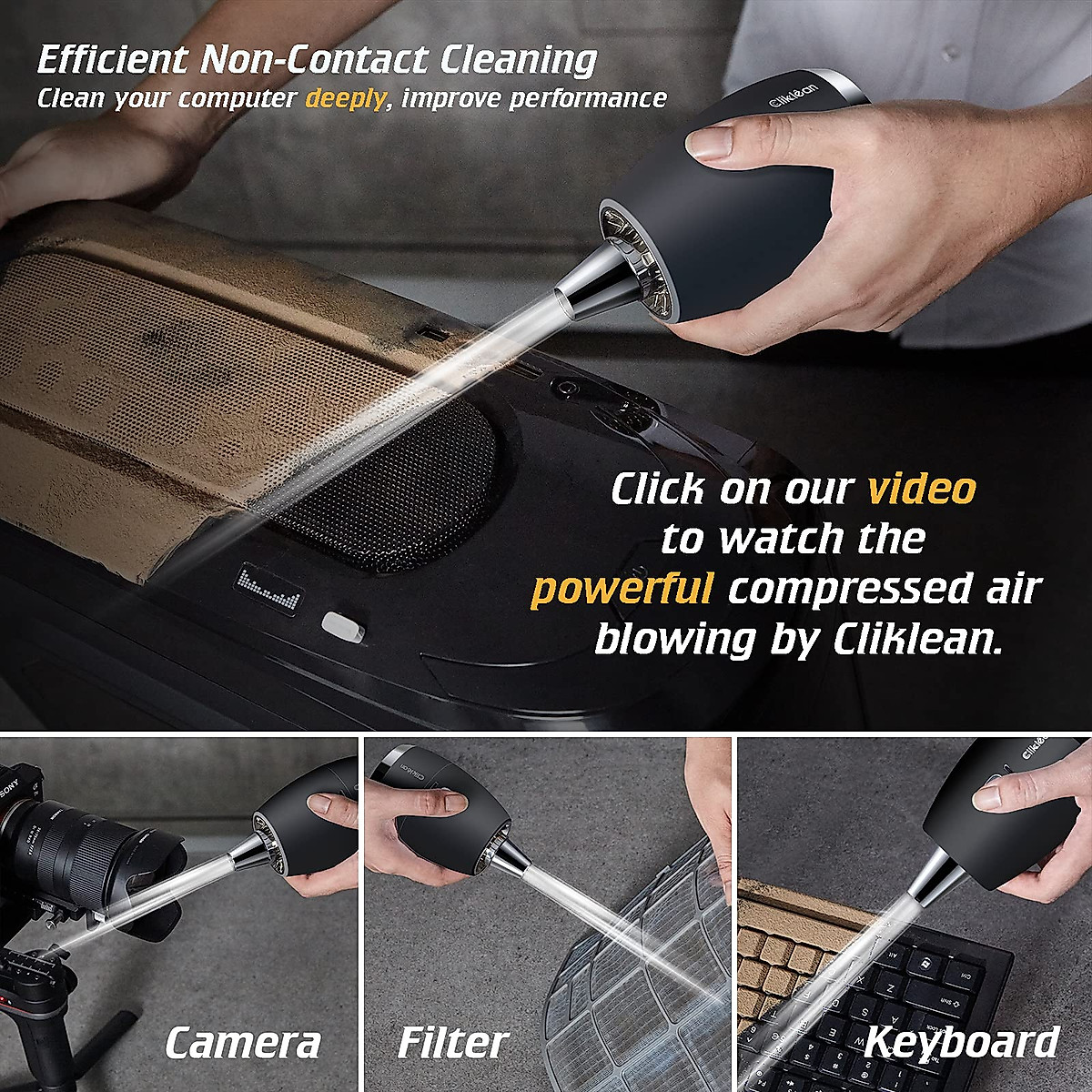 Cordless Air Duster 2.0 - Compressed Air No Heat Air Replaces Canned Air 80000RPM 55MPH - Electric Duster for Cleaning Gaps, Computer, Keyboard, Replaces Compressed Air Can