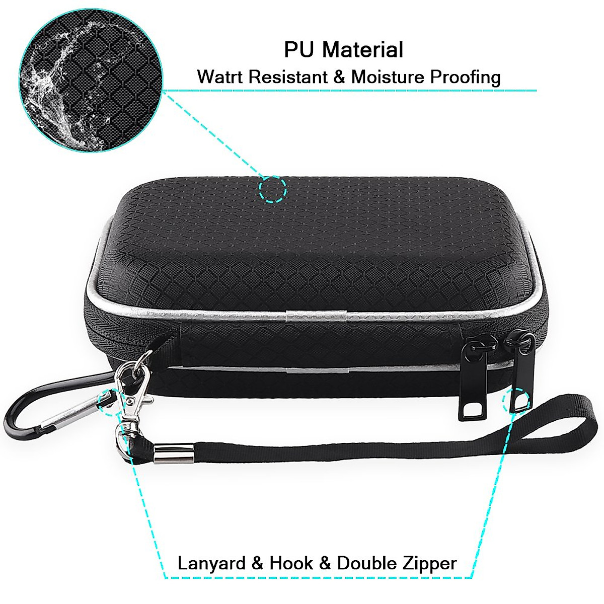 Lacdo Hard Drive Carrying Case for Maxone Ultra Slim Portable External Hard Drive HDD USB 3.0 160GB 250GB 320GB 500GB 1TB 2TB EVA Shockproof Protective Storage Travel Bag, Black