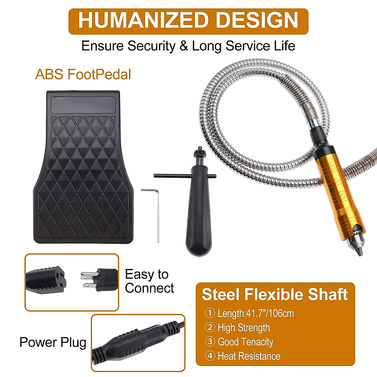 YaeTek Flex Shaft Hanging Grinder 1000W Strong Power Rotary Tool 30000 RPM Electric Multi-function Metalworking Tool with Foot Pedal Control Carving Buffing Tools