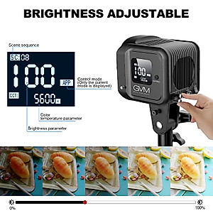 GVM 80W Video Light, Continuous Lighting for Photography with Bowens Mount, 2700~7500K, 44100Lux/0.5m Studio Light with APP, CRI 97+ Bi-Color 8 Scene Lights Support AC Adapter & NP Battery