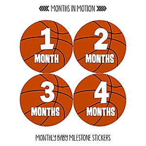 Baby Monthly Stickers - Monthly Milestone Stickers - Baby Month Stickers for Boy - Basketball Sports - Style 225