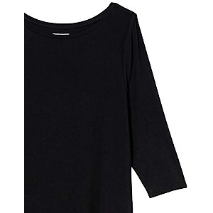 Amazon Essentials Women's 3/4 Sleeve Boat-Neck Dress (Available in Plus Size), Black, 1X