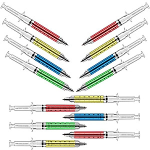 SunAngel Multi-Color Syringe Pen Writes In Black Ink,Nurse pens, Imaginary Doctor Play, Office Supplies (red,green,yellow,blue, 24PCS)