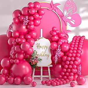 MOMOHOO Hot Pink Balloons Garland - 110Pcs 36/18/12/10/5 Inch Dark Pink Balloons Different Sizes, Big Pink Latex Balloons 36 Inch, Gender Reveal Balloon Hot Pink Balloon Arch Kit Pink Party Decoration
