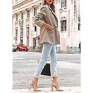 ARTFREE Womens Casual Blazer Button Lapel Long Sleeve Work Business Plaid Blazers Jackets Outfits with Pockets XL