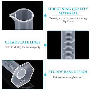 Lurrose Graduated Cylinders Set 5 Plastic Measuring Cylinders Lab Test Tube 250ml, 100ml, 50ml, 25ml, 10ml with 4 Droppers 2 Tube Brushes for Science Projects School
