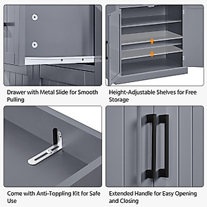 Yaheetech Kitchen Pantry Storage Cabinet with Drawer, 72.5" H Cupboard Pantry Cabinets with Adjustable Shelves and Barn Doors for Dining Room/Living Room, Dark Gray