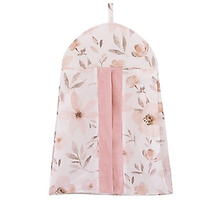 NoJo Countryside Floral - Pink, Grey & White 4Piece Nursery Crib Bedding Set, Comforter, Fitted Crib Sheet, Dust Ruffle, Diaper Stacker, Pink, Peach, White, Grey