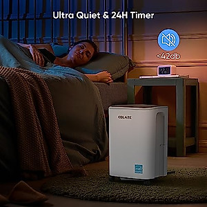 2500 Sq. Ft 30 Pint Dehumidifier, COLAZE DH01 Energy Star Dehumidifiers with Drain Hose for Home Basement Bedroom Bathroom, Auto Defrost & Overflow & Timer & Dry Function with 0.66 Gal Bucket