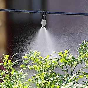 Plastic Mist Nozzle Sprinkler Tee Joints Spray Heads for Misting Watering Plant Flower Cooling System Home Garden Irrigation, 20pcs (Black)