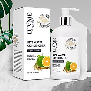 Luv Me Care Rice Water Hair Growth Conditioner 10 Fl Oz with Biotin, Improve Strength, Volume, and Shine, Deep Conditioning for Dry, Frizzy, or Curly Strands