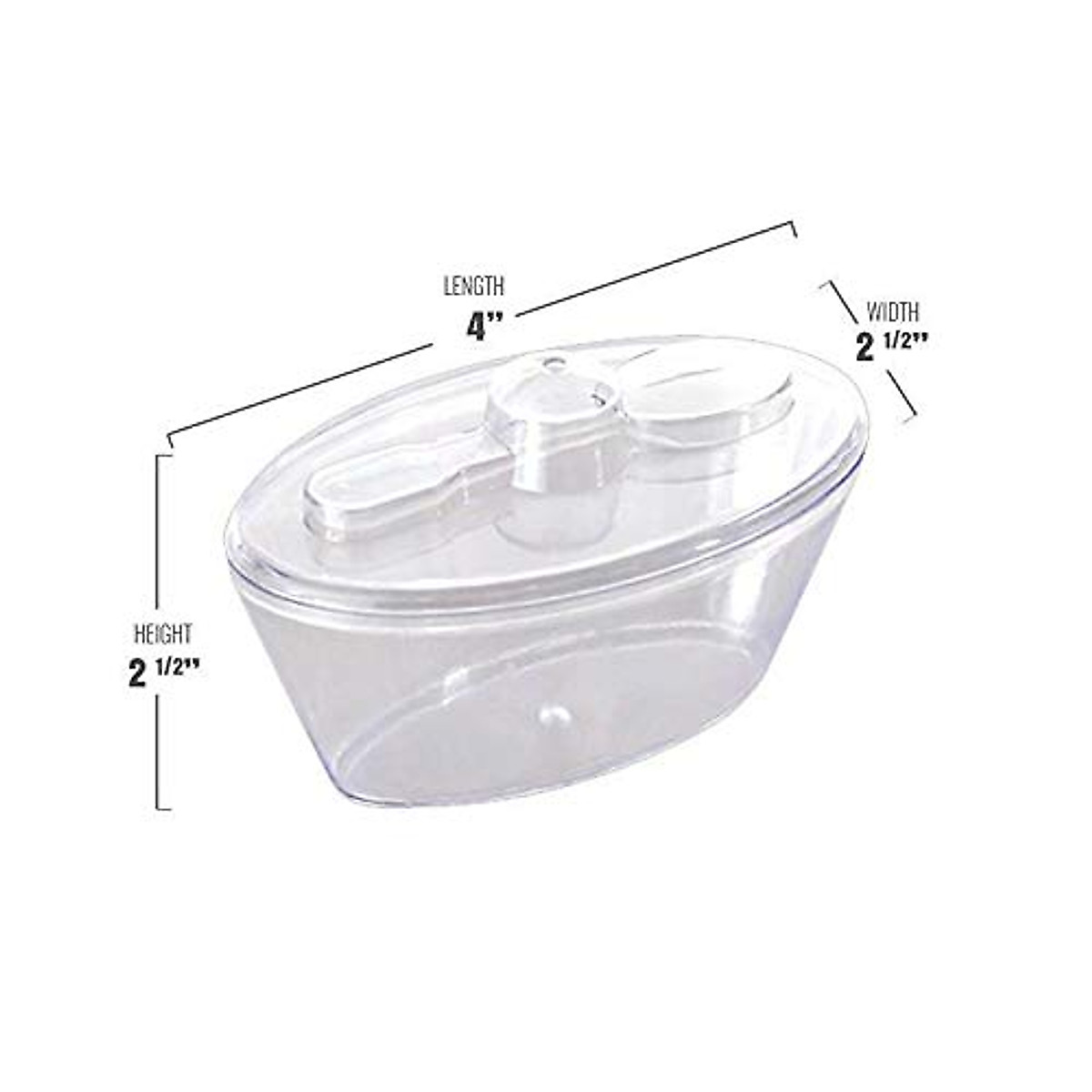 Kaya Plastic Oval Cups with Lids and Spoons - 4 oz. | Clear | 12 Sets (Pack of 2)