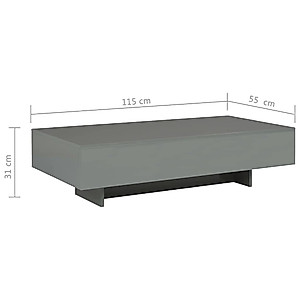 vidaXL Coffee Table Couch Side End Telephone Tea Sofa Table Accent Desk Bedroom Living Room Office Furniture 45.3" Gray MDF High Gloss