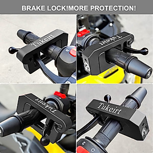 Tukeirt Motorcycle Lock - Adjustable Anti Theft for Motorcycles Mopeds Motorbikes Scooters ATVs Dirt Bike Street Bike Braking The Front Wheel Use on Grip Brake Handlebar(Black)