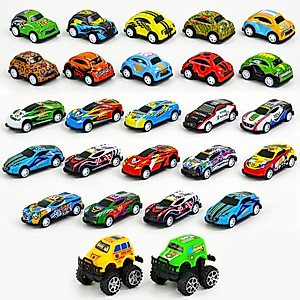 Vileafy 26 Pack Different Pull Back Cars for Kids Party Favors, 3 Styles of Small Vehicles for Kids 3-5 Years Old, Great Toys for Class Prizes, Treasure Box and Party Favors