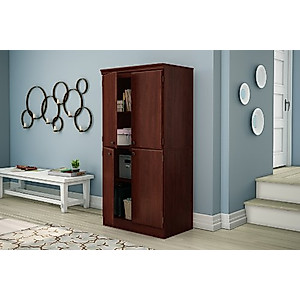 South Shore Tall 4-Door Storage Cabinet with Adjustable Shelves, Royal Cherry