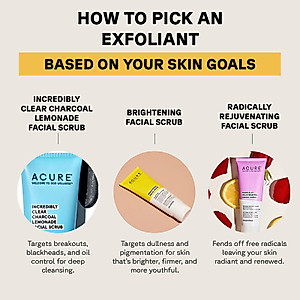 ACURE Incredibly Clear Charcoal Lemonade Facial Scrub -Deep Face Wash Cleansing, Gentle Exfoliates & Detoxifies with Charcoal Scrub, Lemon & Blueberry -For Oily to Normal & Acne Prone Skin, 4 Fl Oz