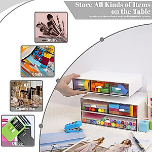3 Tier Stackable Desk Organizer with 6 Drawers, Plastic Desk Storage Box Desktop Drawers, Detachable Makeup Storage Office Stationery Supplies Organizer for Desk Office School(New White)