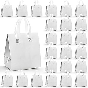 ZENFUN Set of 25 Insulated Take Away Bags, Small Insulated Cooler Bag Grocery Bags, White Thermal Bags for Hot&cold Frozen Food, Food Delivery, 9.5 x 6 x 10 Inches