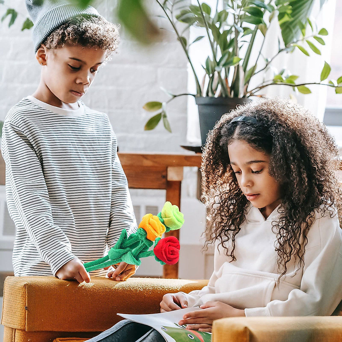 18 Pcs Plush Rose Flower Stuffed Rose Flower Bendable Stems Plush Bouquet Toy Soft Rose Flower 12.6 Inch for Graduation 2024 Mother's Day Valentines Day Girl Girlfriend Wife(18 Pcs Colorful Series)