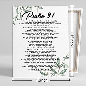 Inspirational Quotes Canvas Wall Art, Psalms 91 Wall Art Sign, Spiritual Wall Decor Sign, Bible Verse Print, Scripture for The Home or Office Sign, Christian Scripture Wall Decor 12x15