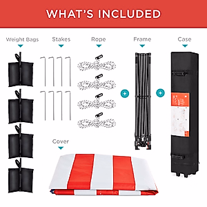 Best Choice Products 10x10ft 1-Person Setup Pop Up Canopy Tent Instant Portable Shelter w/ 1-Button Push, Case, 4 Weight Bags - American Flag