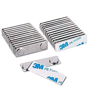Magreen Strong Magnetic Name Badge Holders with Steel Back Plate, 24 Pack Name Tags/ID Badge Magnets, Fastener with Adhesive on Front Plate,Strength Neodymium Magnets