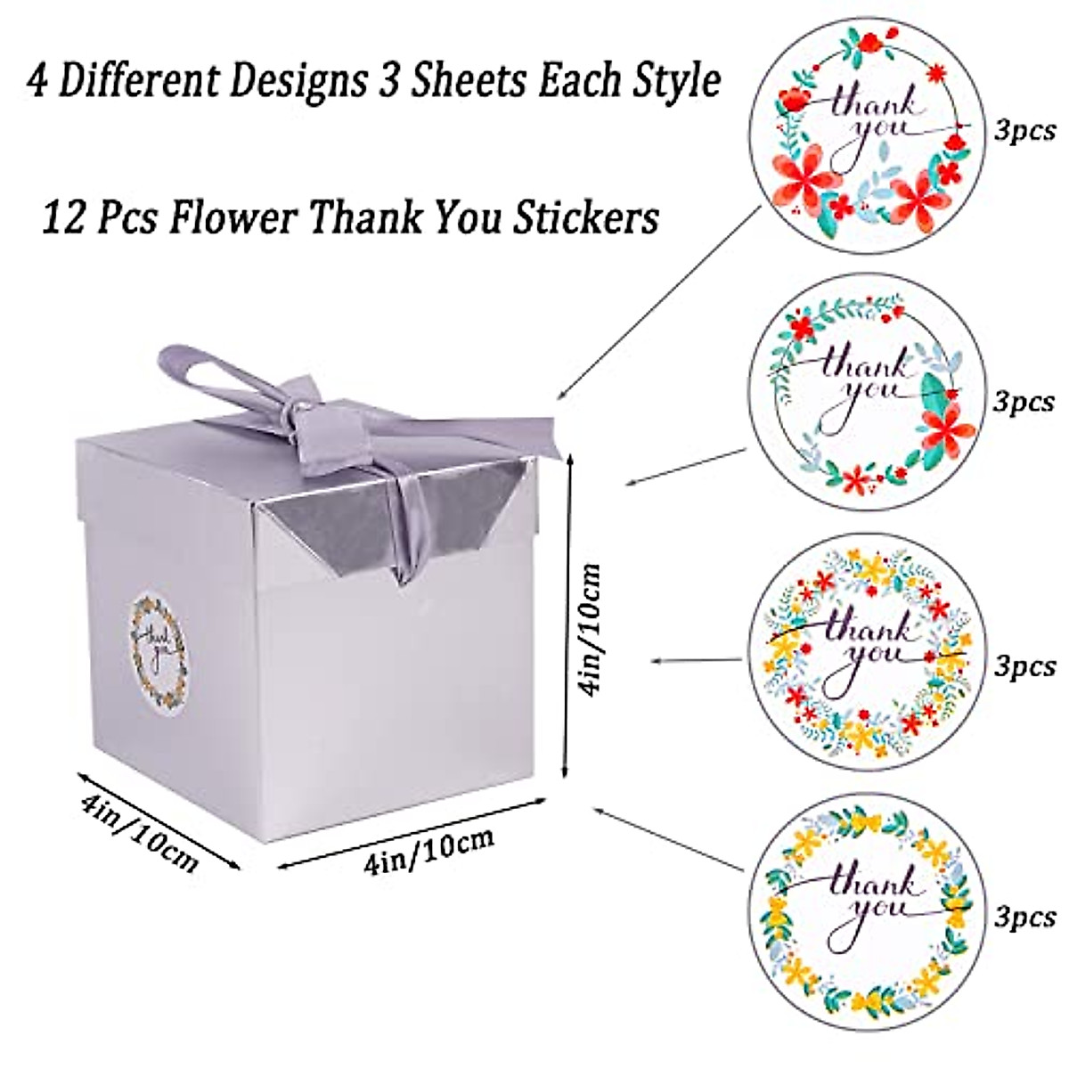Elephant-package 12Pack Small Gift Boxes with Lids, Silver Gift Boxes with Ribbon for Wedding, Birthday, Christmas, Present Packing, Party Favor, Candle Boxes, Treat Boxes.