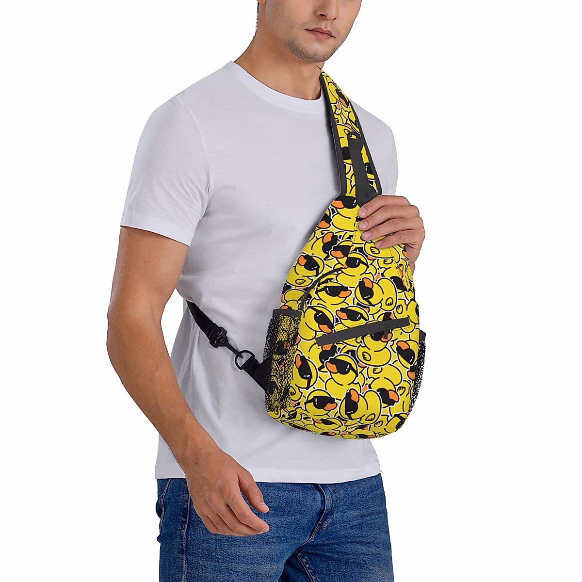Cartoon Duck Sling Bag For Women Men,Funny Animal Design Crossbody Shoulder Bags Casual Sling Backpack Chest Bag Travel Hiking Daypack For Outdoor