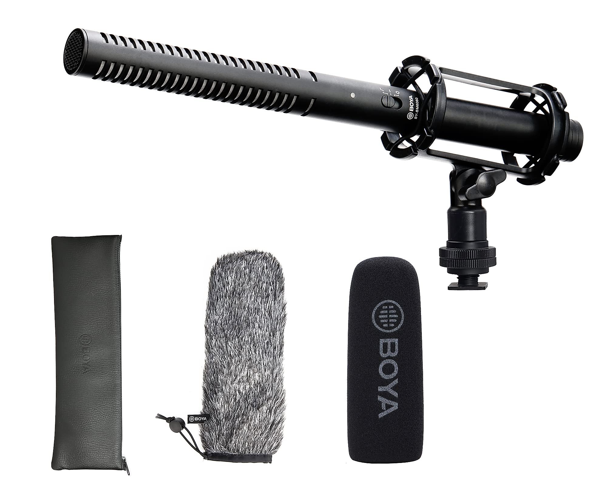 BOYA XLR Microphone, Shotgun Microphone BY-BM6060 with Shockmount Windscreen Mic for Camera DSLR External Condenser Professional Microphones for Video Interview ENG Film