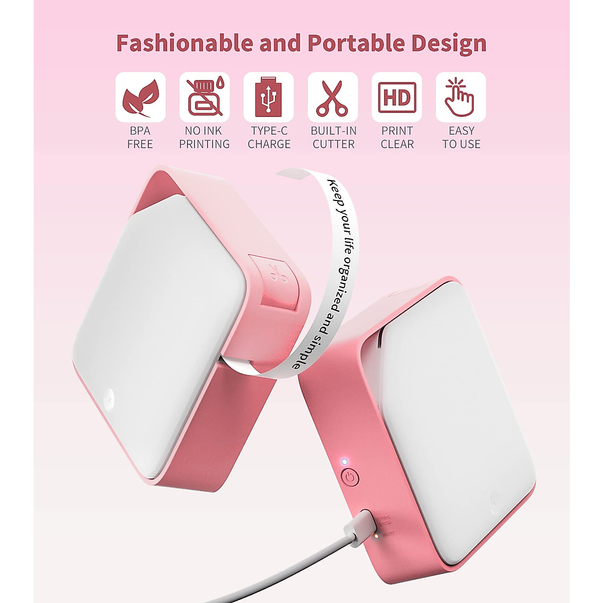 Vixic D1600 Bluetooth Label Maker (Comes with 4 Color Label Tapes) Bundle 6 Color Standard Label Tapes, 12mm (1/2 Inch), Compatible D1600 Label Maker