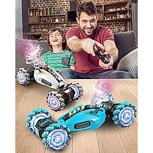 Gesture Rc Car,1:12 4WD 2.4G Hand Controlled Rc Car With Spray, All Terrain Remote Control Car For Boys 8-12,Toys For 7 8 9 10 11 12 Year Old Boys/Girls, Gift Ideas Birthday Chirstams RC Truck-Blue