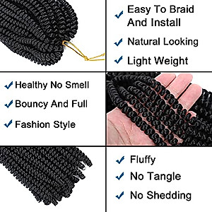 Spring Twist Hair 12 inch 8 packs Spring Twist Crochet Hair For Butterfly Locs Soft Locs Bomb Twist Short Fluffy Black Crochet Braids Hair Synthetic Fiber Braiding Hair Extensions (12Inch 1B#)