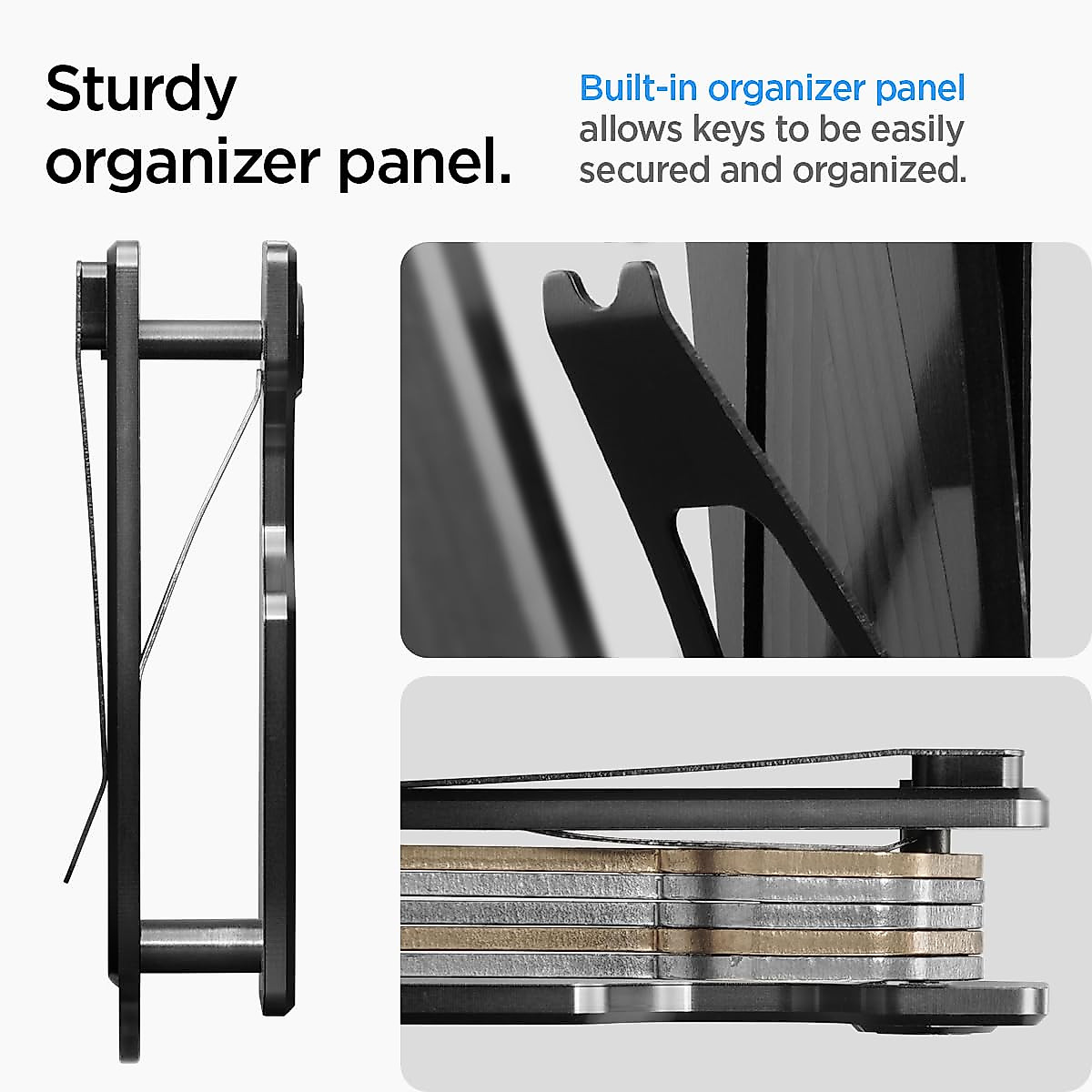 Spigen Life Metal Fit Key Chain Key Holder Metallic Key Organizer Minimalist Compact Keyholder with Key Ring - Black