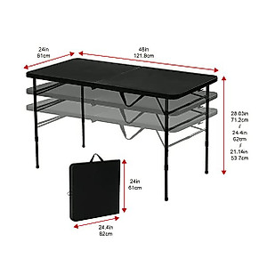 ximeix 4' Fold-in-Half Adjustable Table, Black