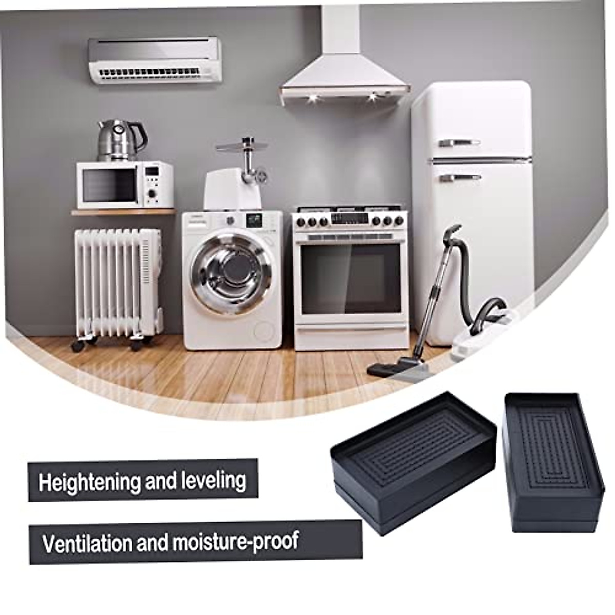Angoily 2pcs Furniture Heightening Pads Floor Sofa Black Furniture Home Furniture Chair Foot Riser Pad Floor Drying Fan Washing Machine Foot Riser Pad Non-Skid Fridge Mats Fridge Foot Mats