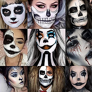 Afflano Gray Eyeshadow Palette Grey Black White Silver, Blendable Smokey Eye Eyeshadow Palette, for SFX Skull Goth Look Halloween Makeup Palette, Long Lasting Dark Eye Shadow Pallet - Panda