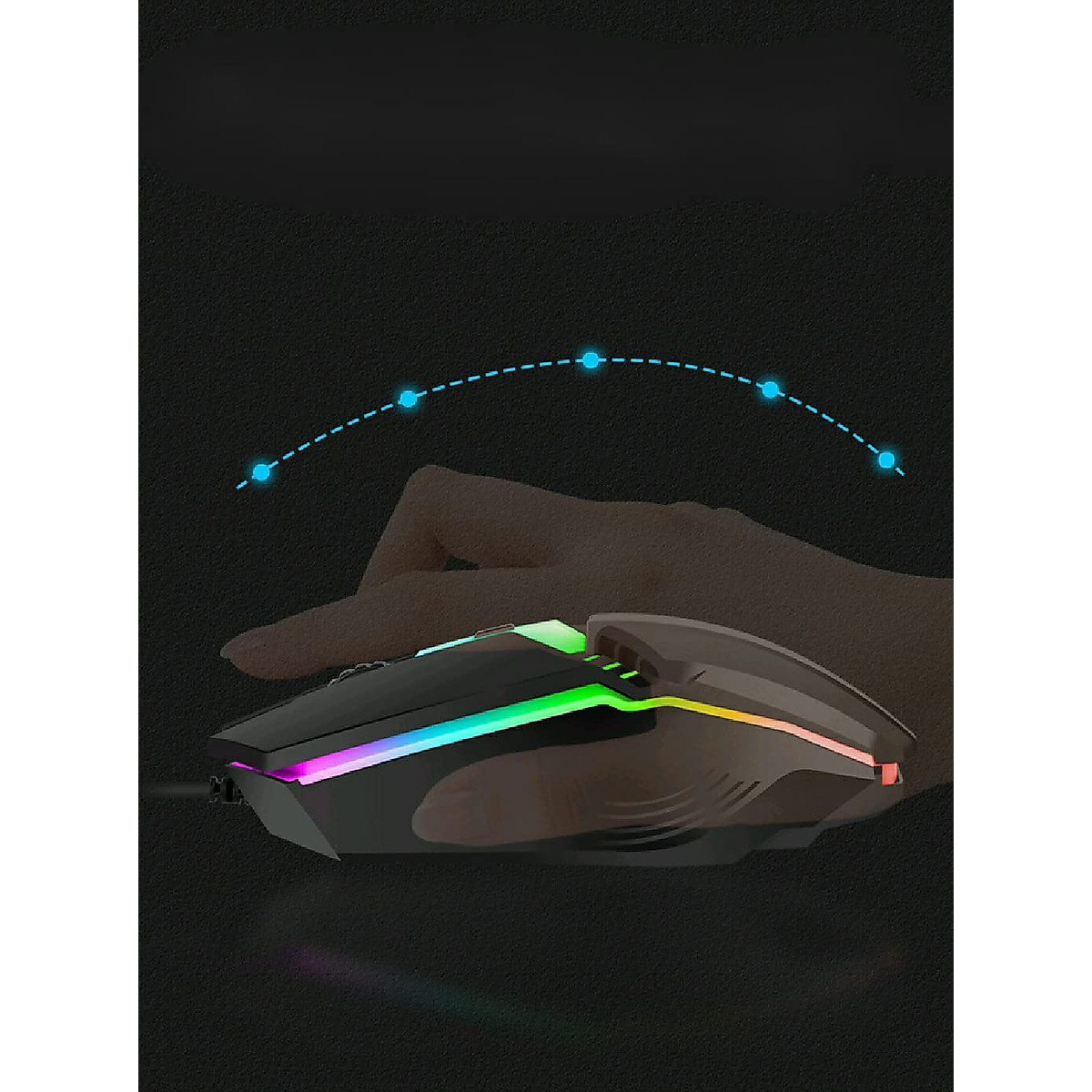 Guiheng Wired Gaming Mouse, Optical USB Mice for Laptop/Desktop, 800 to 1600 and RGB Light, Ergonomic with 4 Programmable Buttons for Computer Windows 7/8/10/XP Vista Linux Chromebook PC
