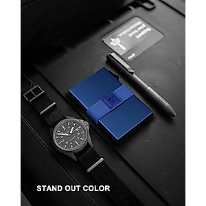 TOYFID Minimalist Wallet for Men - Pop Up Credit Card Wallet for Men,Men's Slim Wallet,Metal Wallet for Mens,Credit Card Holder,Ultralight Cards Wallet,RFID Blocking Protection,Band for Cash, Blue