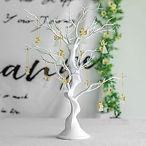 Sziqiqi Small Artificial Tree for Table Centerpiece White Fake Trees 1.9FT Faux Tree for Wedding Party Birthday Garden Home Christmas Decorations Indoor Outdoor