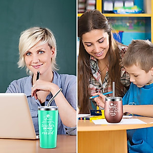 Jinei 6 Pcs Teacher Gifts Wine Tumbler Set Teacher Appreciation Gifts, Funny Thank You Birthday Graduation Gifts for Teachers Professors Nurse, 12 oz/ 20oz Coffee Mug with Lid Straw(Teacher)