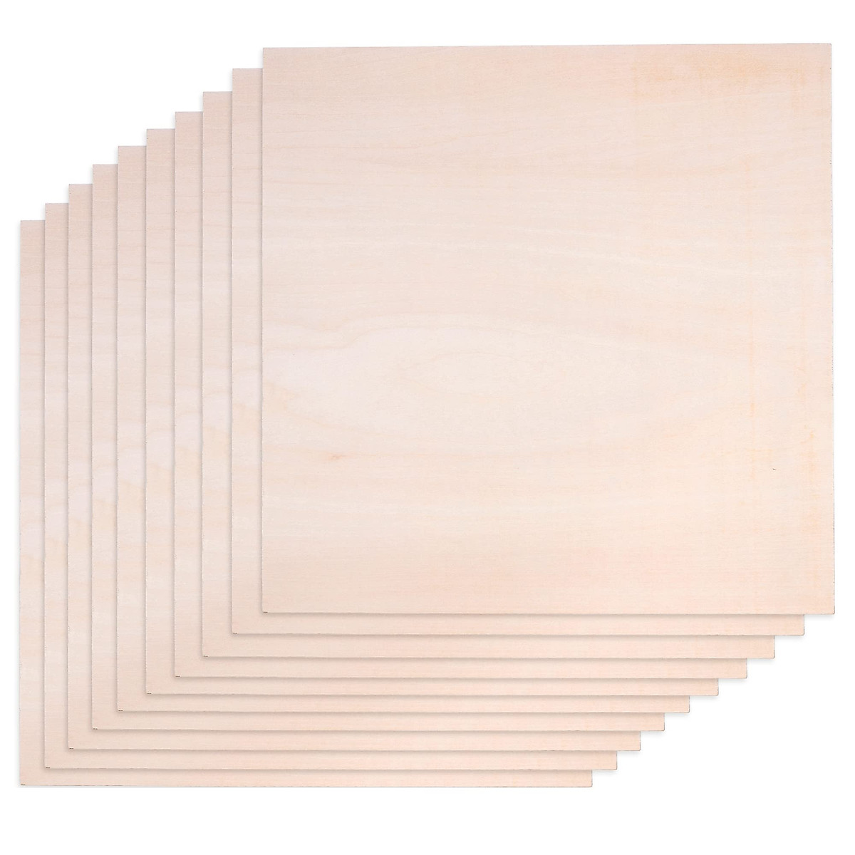 Basswood Sheets for Crafts - 10 Pack - 12 x 12 x 1/16 Inch - 1.5mm Thick Plywood Sheets with Smooth Surfaces - Bass Wood for Laser Cutting, Wood Burning, Architectural Models, Staining, Drawing