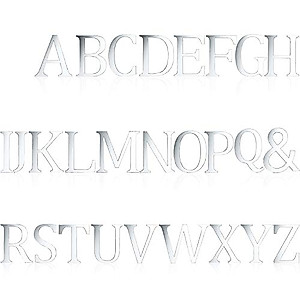 27 Pieces Alphabet Mirror Decal Name Sticker Art Silver Acrylic 26 Letters Wall Decals with & Symbol Decorative Mirror Wall Stickers for Wedding Children Baby Girls Birthday Party Bedroom