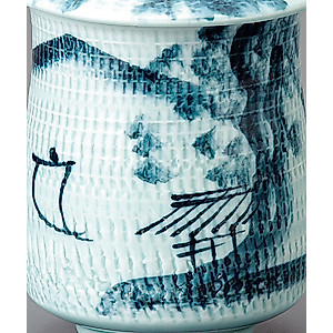 Soine Kiln 489-08-453 Sushi Hot Water Only Tochili Mountain Water with Lid, Blue, Approx. 10.1 fl oz (300 ml)