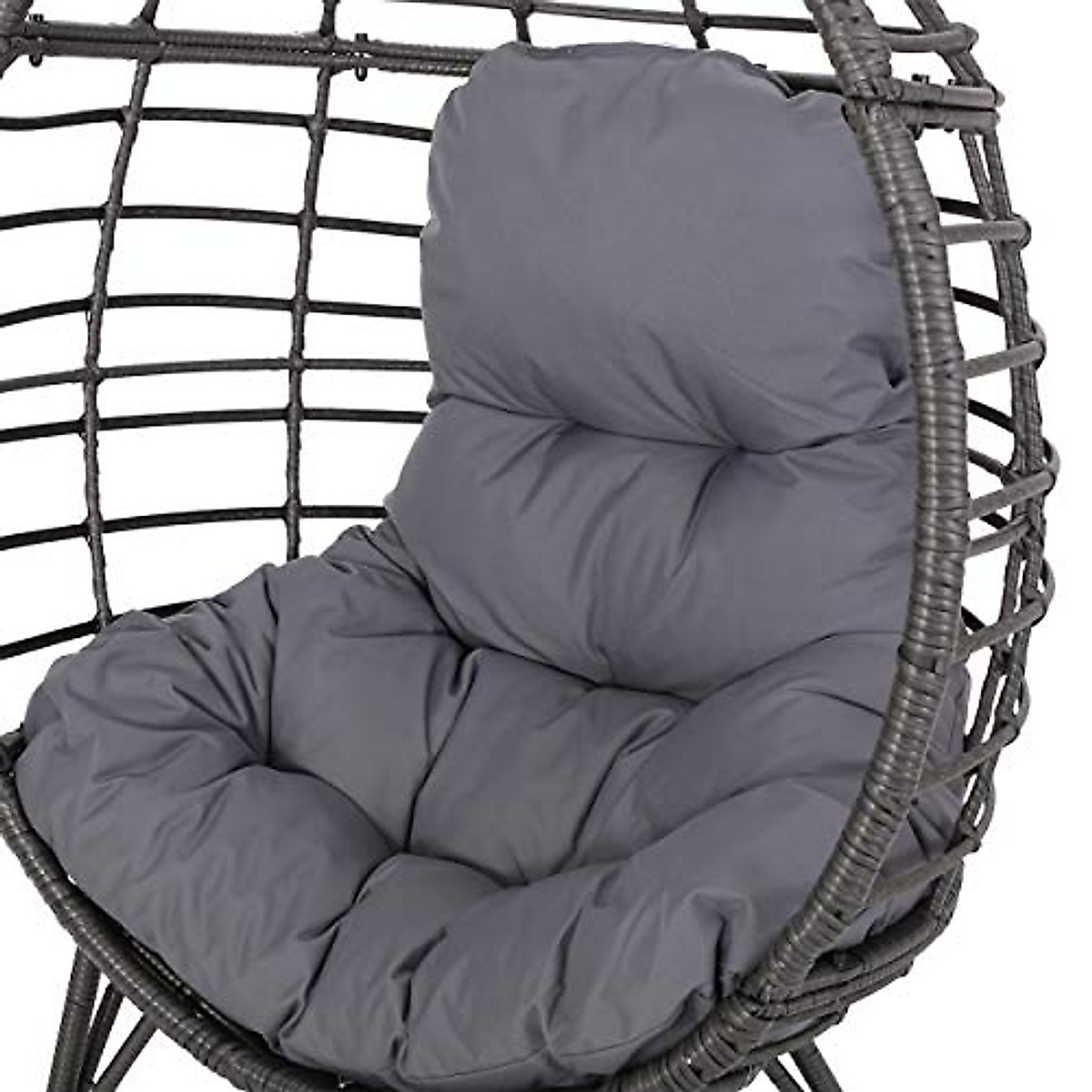 Great Deal Furniture Lillian Outdoor Wicker Teardrop Chair with Cushion, Gray and Dark Gray