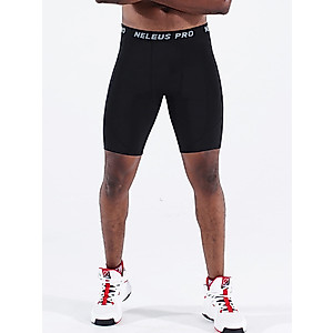 NELEUS Men's Compression Shorts with Pockets Workout Running Tights,3 Pack,6082,Black/Black/Black,XL