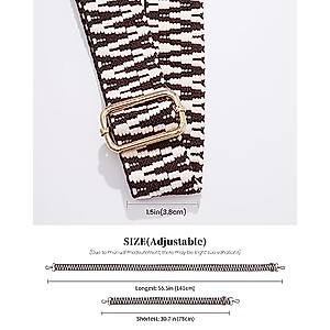 Vividora Purse Strap Replacement Crossbody, 1.5"/2" Wide Golden Buckle Adjustable Shoulder Strap, Boho Canvas Handbag Strap Bag Strap for Women Black and White Folding Line