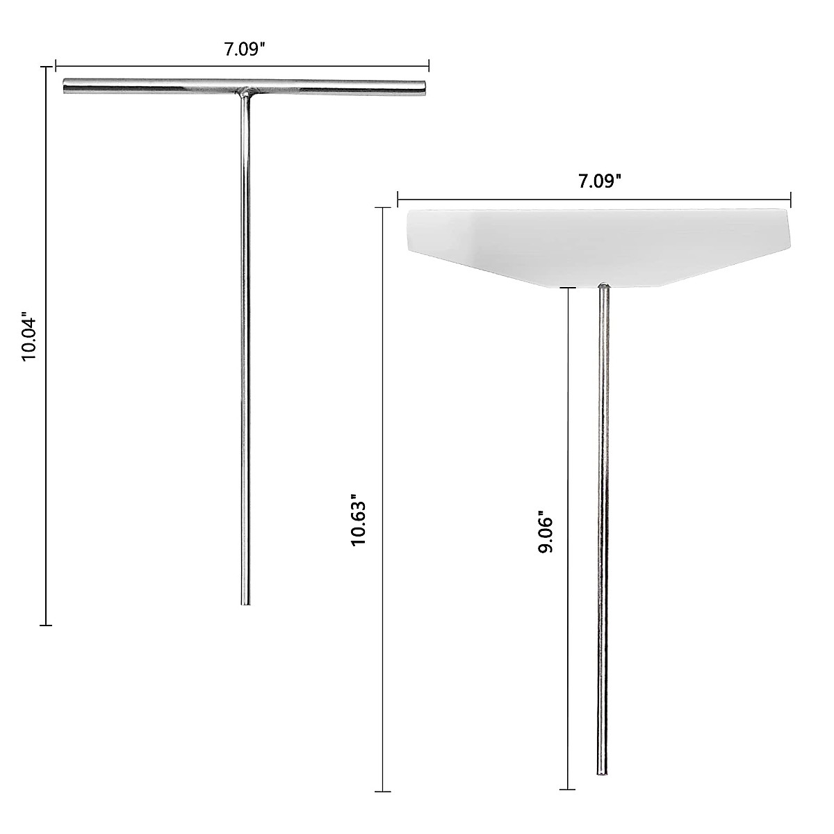 Lilithye Crepe Spreader and Spatula Kit Stainless Steel Crepe Batter Spreader Tool Metal 7 Inch T Shape Crepe Maker(2Pcs Large)