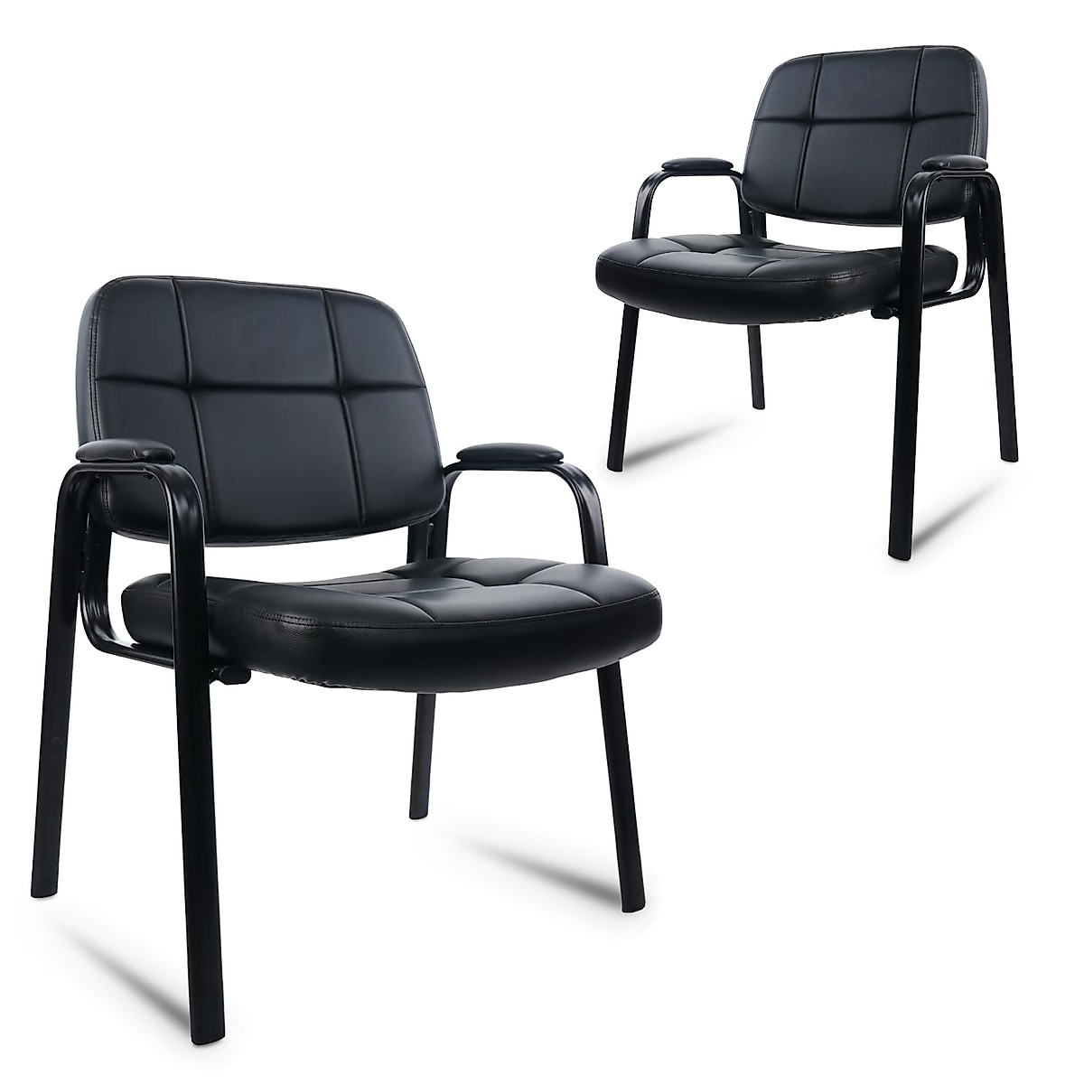 CLATINA Big & Tall Office Guest Chair 400lbs with Bonded Leather Padded Armrest Backrest Wide Seat Reception Guest Chair for Conference Waiting Room Office Set of 2